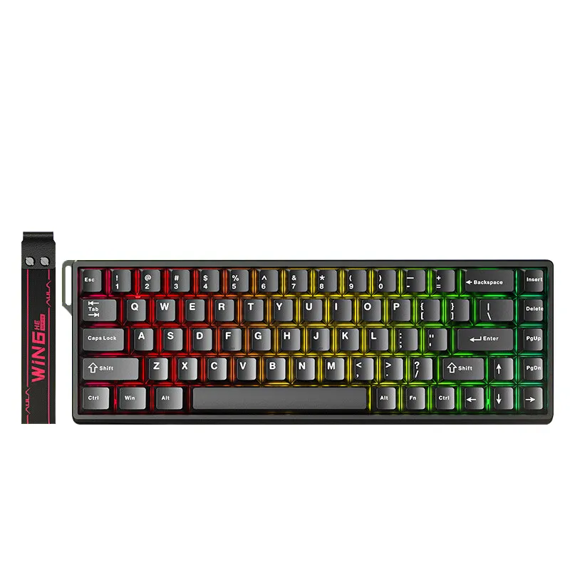 AULA WiN 68HE 기계식 키보드 독거미 유선 8KHz 수익률 메탈보강판 표준버전 블랙 회목마그네틱축 | 크로켓