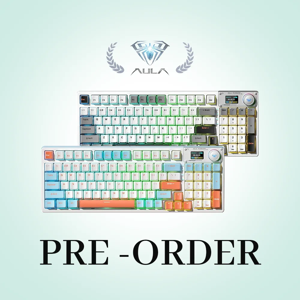 AULA F2098 Pro LCD스크린 독거미 키보드 무선 블루투스 기계식 핫스왑 RGB 가스켓 노브 4000mAh 더스트커버 ...