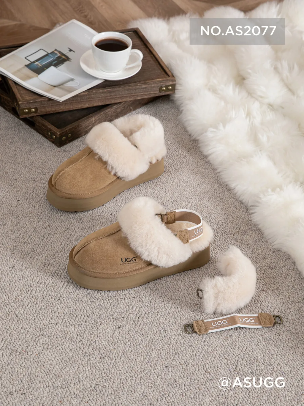 [무료배송] 24년신상 호주어그 플랫폼 코케트 어그슬리퍼 여성 양털 밴딩 무사플랫폼 AS2077 | 상품 상세 | 크로켓