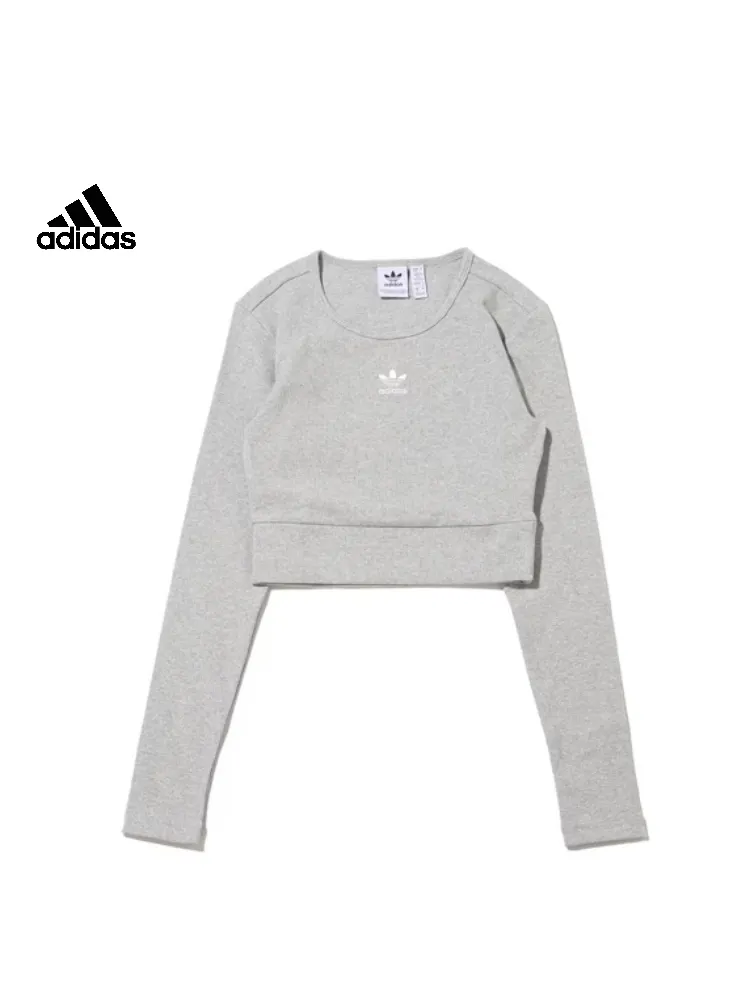 아디다스 리브 롱 슬리브 크롭 긴팔 티셔츠 그레이헤더 ij5386 | 상품 상세 | 크로켓