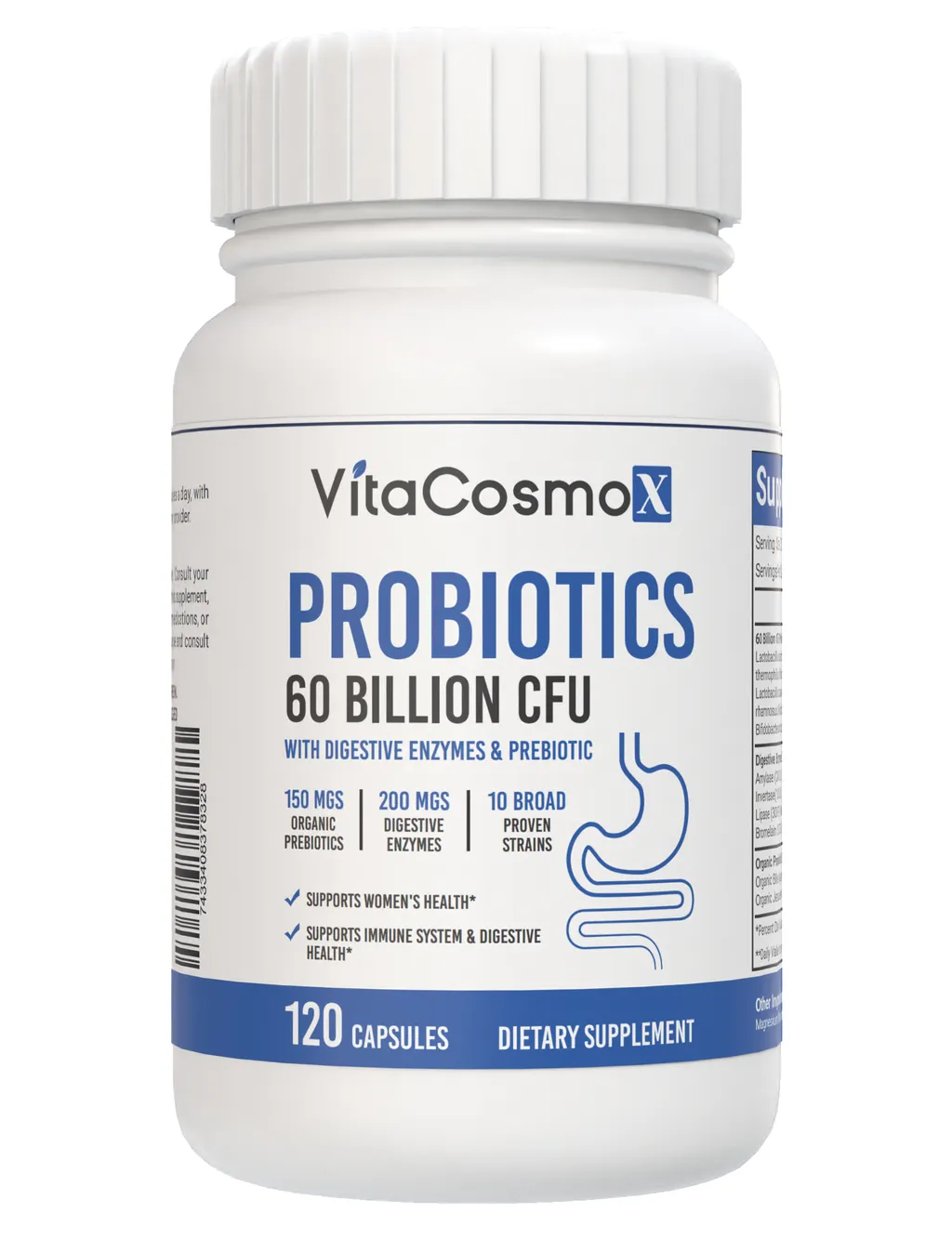 비타코스모 프로바이오틱 프리바이오틱 유산균 600정 Probiotics 미국직배송 120정 | 크로켓