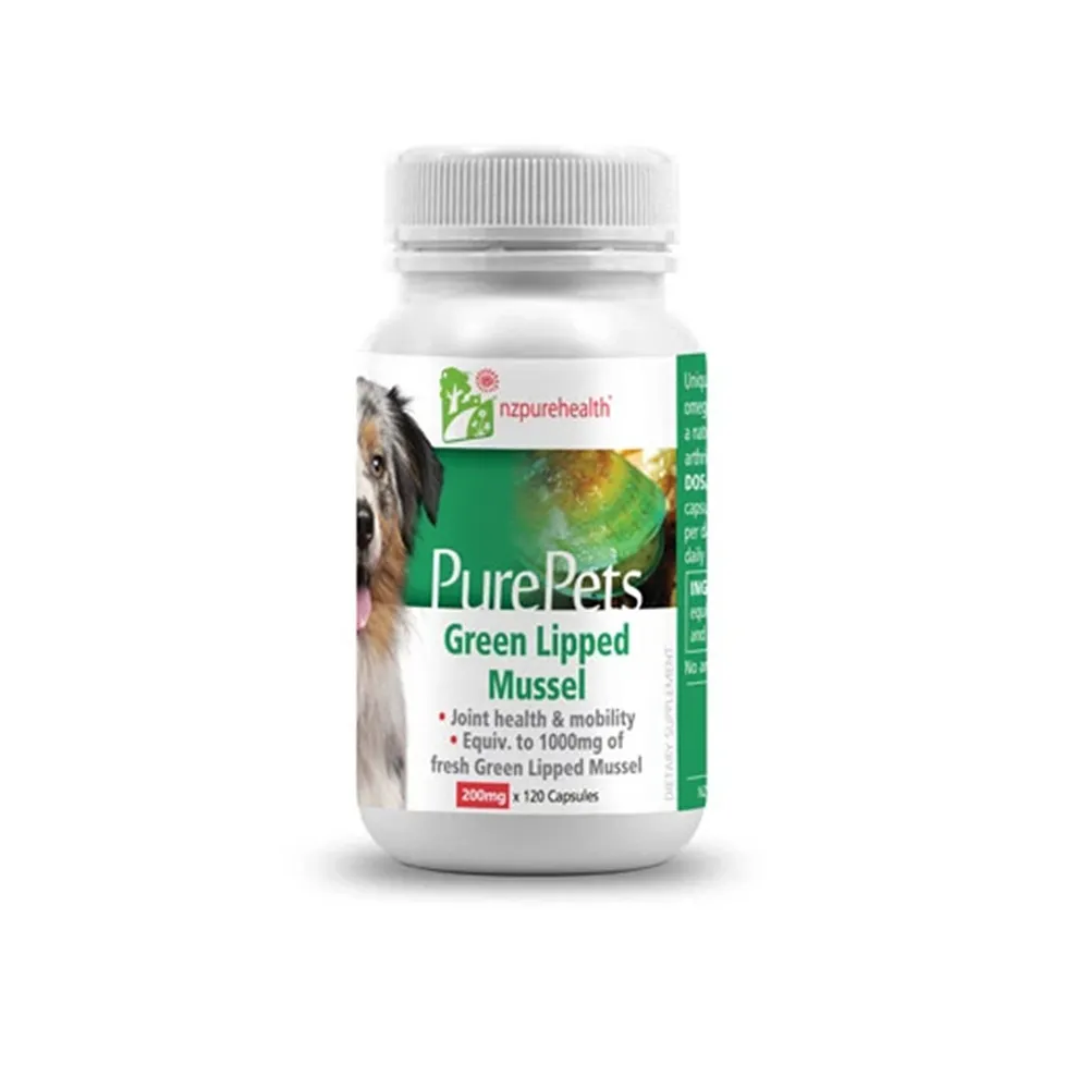 NZ 퓨어펫츠 초록입홍합 120정 반려동물용 200mg NZ Pure Health Pure Pets-Green Lipped ...