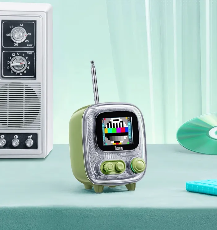 Divoom 디붐 레트로 데스크 미니 TV 라디오 Tiivoo-2 블루투스 스피커 2세대 시계 전자 앨범 GIF스크린DIY ...
