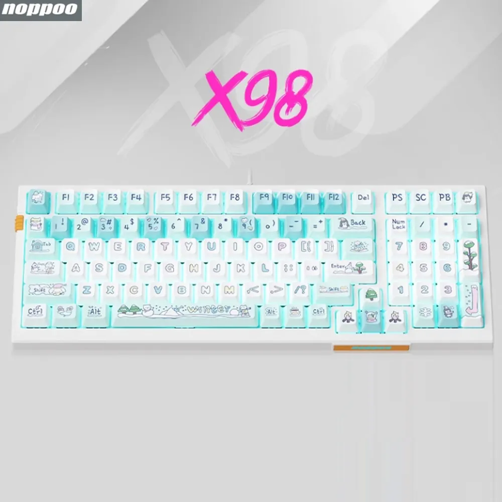 [퍼플장미축42g]NOPPOO X98 유선 기계식 게이밍 키보드 전키핫스왑 98키배열 USB Type-C Win10/11/Mac ...