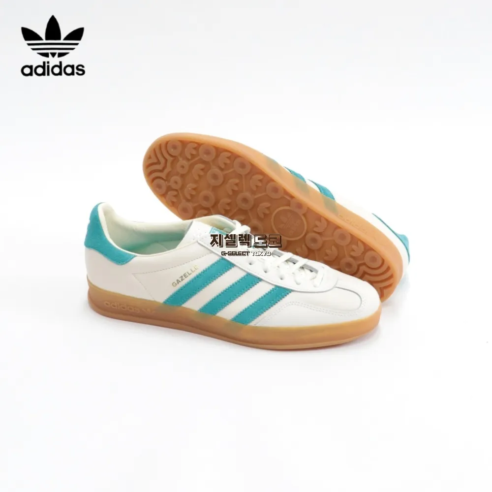 아디다스 가젤 인도어 화이트 블루 그린 스니커즈 JI2583 | 크로켓