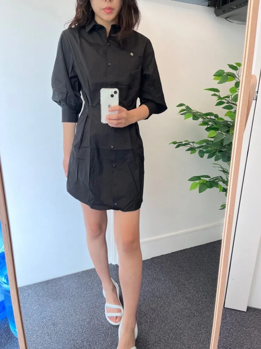 AMIISI ASHIMA 셔츠 원피스 (블랙) VV0089 | 크로켓