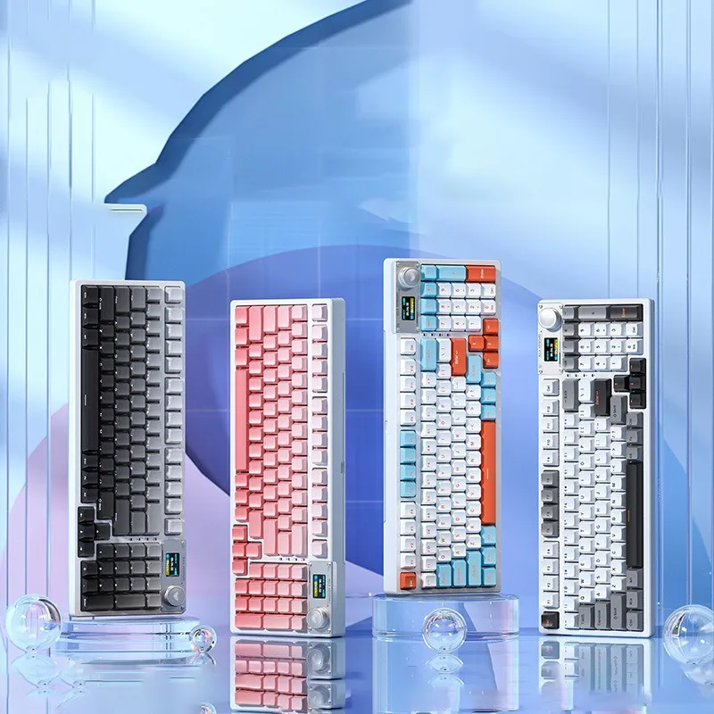 독거미 AULA F2098 Pro 무선 기계식 키보드 블루투스 핫스왑 노브포함 4000mAh 커버+예비축증정 [옐로우축 ...