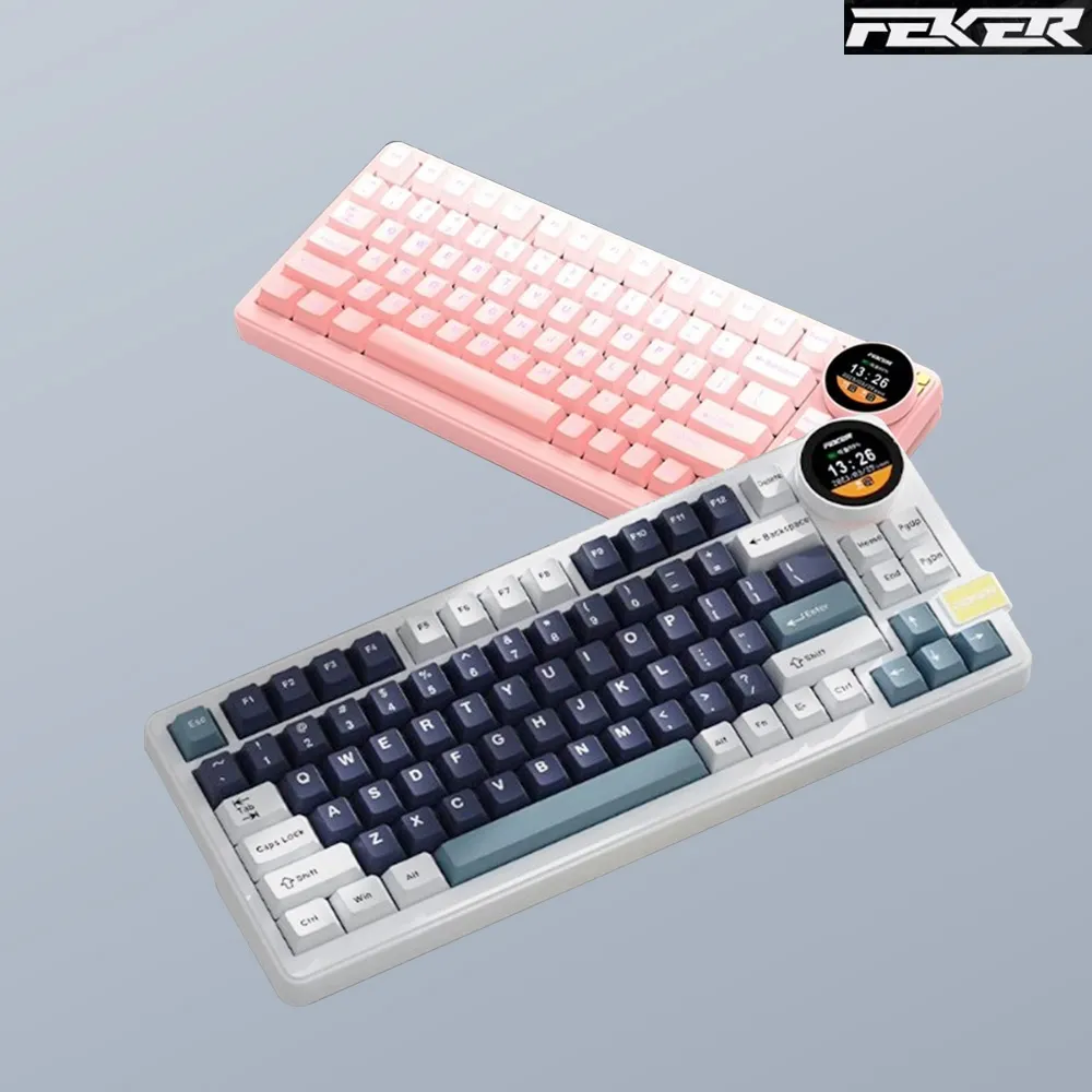 [최신출시]FEKER K75 무선 기계식 키보드 게임용 핫스왑 TFT스크린 3모드 83키 5000mAh VTER 청춘판 화심축 ...