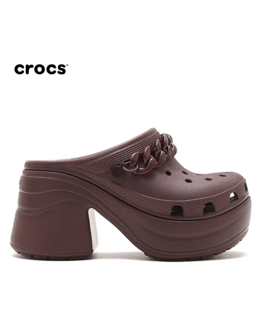크록스 사이렌 체인 클로그 키높이 통굽 샌들 crocs Siren Chain Clog Dark Cherry 209018-6wd ...