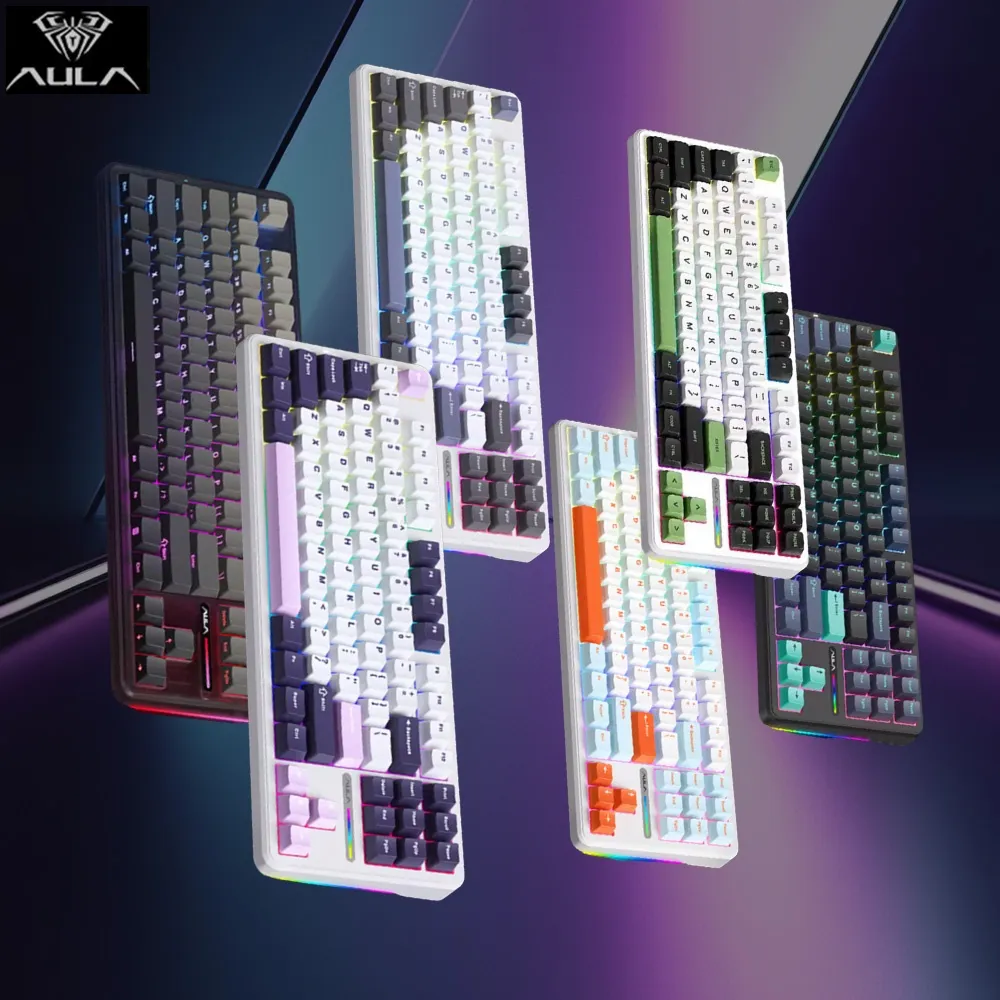 AULA F87 Pro 독거미 키보무선 블루투스 기계식 87키 텐키리스 RGB 가스켓 핫스왑 흡음 윤활 4000mAh 그레이V4 ...