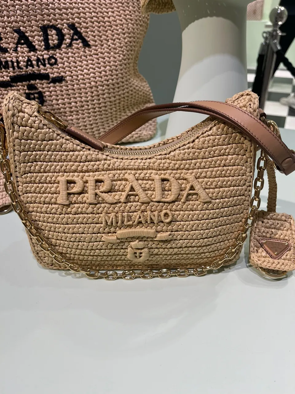 라피아 미니 백 내추럴 PRADA Re-Edition raffia mini-bag 1BC204_2A2T 관부과세 미포함 | 크로켓