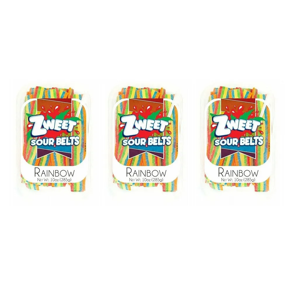 Zweet 샤워 벨트 젤리 285g 3팩 레인보우 Sour Rainbow Belts | Zweet | 10 oz | 크로켓