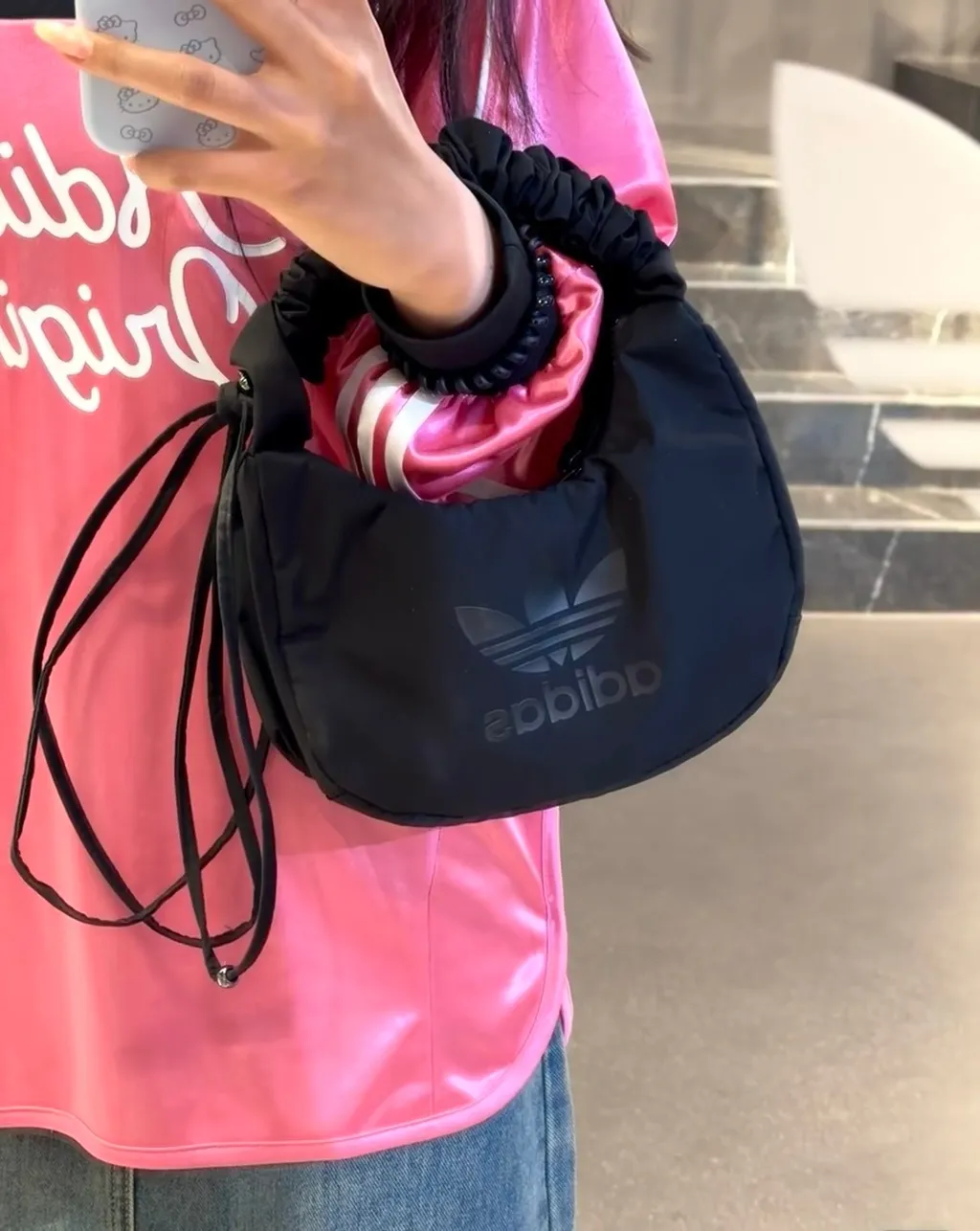 아디다스 오리지널 하프 셔링백 숄더백 호보백 미니블랙 JP0144 | 크로켓