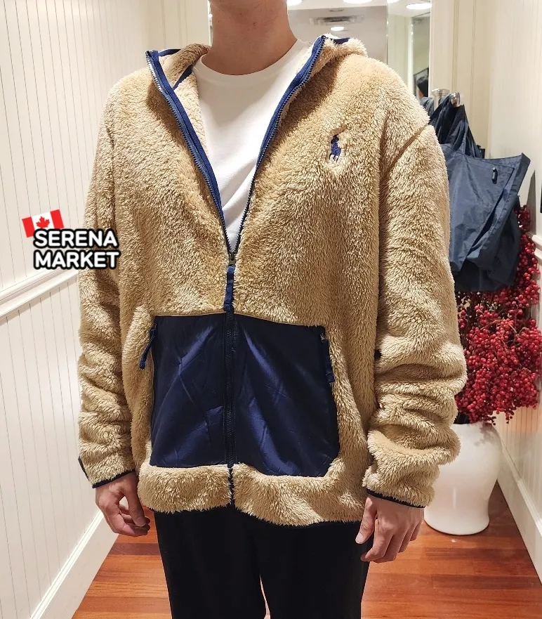 폴로랄프로렌 남성 셰르파 후리스 양털 후드 집업 재킷 | 크로켓