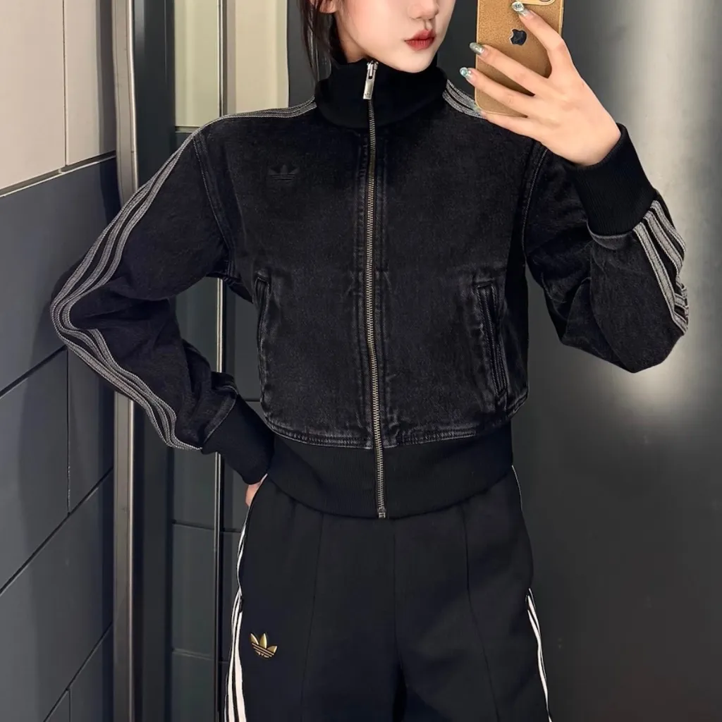 아디다스 우먼즈 아디컬러 트랙 탑 데님 집업 자켓 블랙 JD3110 | 상품 상세 | 크로켓