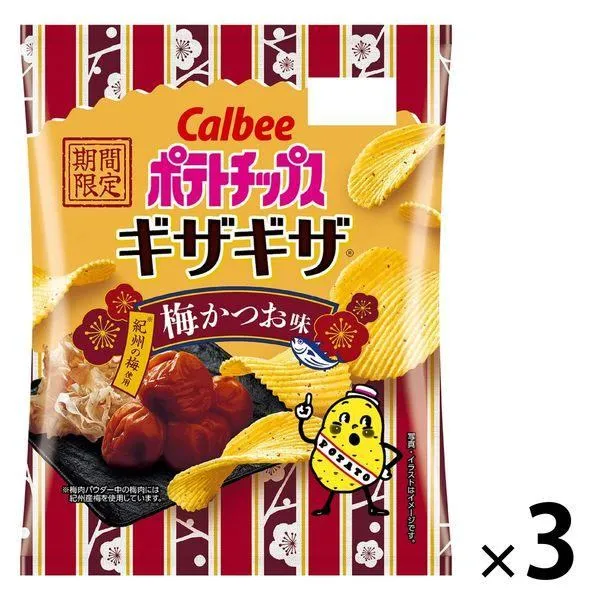 [리미티드] Calbee 가루비 포테토칩 기자기자 매실 카츠오부시맛 58g x 3봉세트 일본과자 일본스낵 일본간식 | 상품 상세 | 크로켓