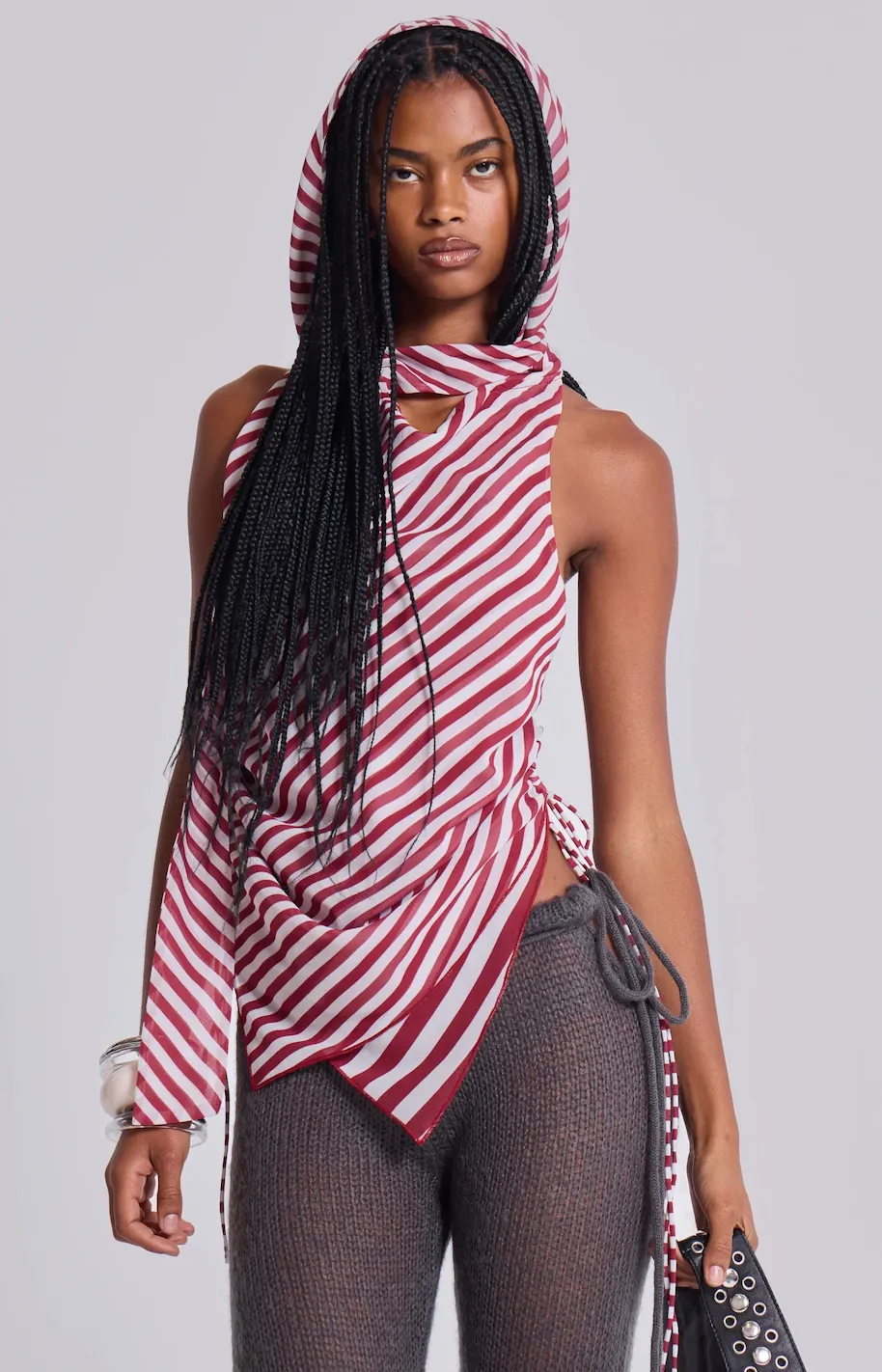 제이디드런던 칸디 후디드 백리스 쉬폰 탑 Jaded London Kandi Hooded Backless Chiffon Top ...