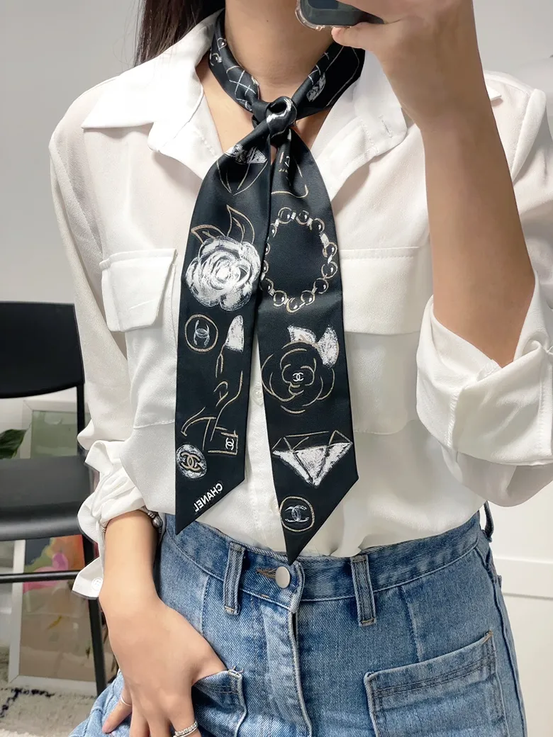 샤넬 CC 카멜리아 방도 실크 트윌리 블랙 AA9039 | 크로켓