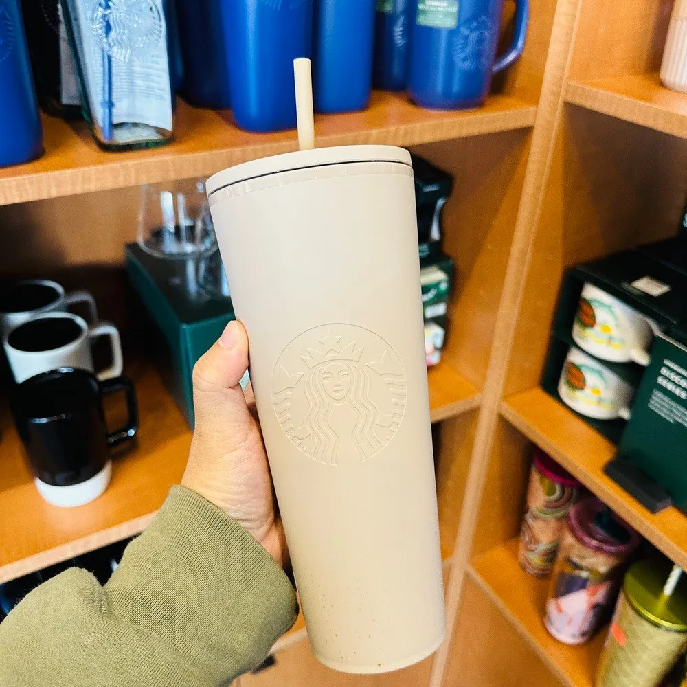 2025 북미 스타벅스 매트 베이지 텀블러 스테인리스스틸 한정판 미국스벅 710ml | 크로켓