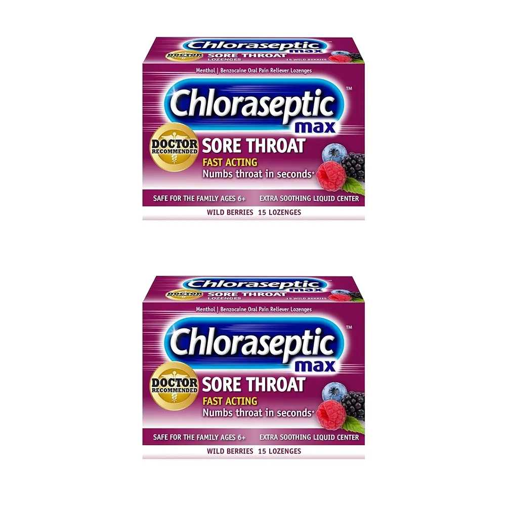 Chloraseptic 목캔디 15개입 2팩 와일드 베리 Chloraseptic Max Strength Sore Throat ...