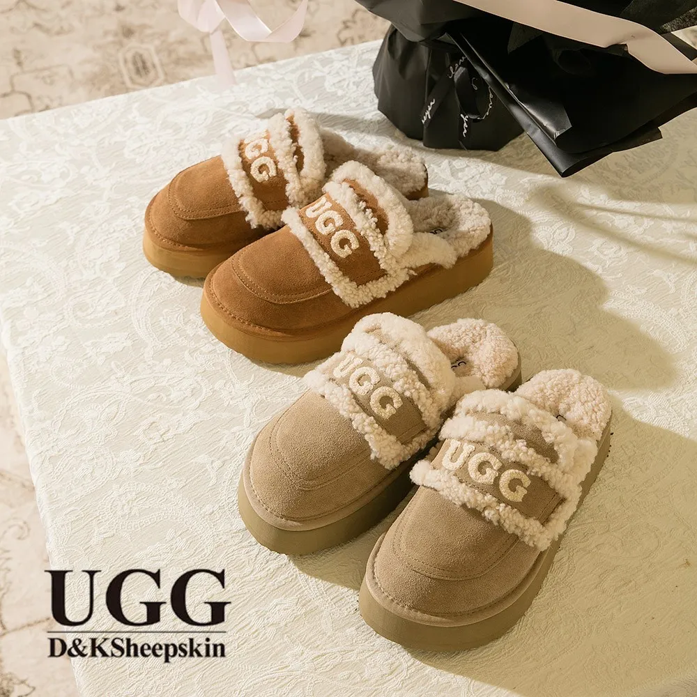 2024 DK UGG 니트로고 에린 플렛폼 스커프 슬리퍼 4CM DK144 | 크로켓