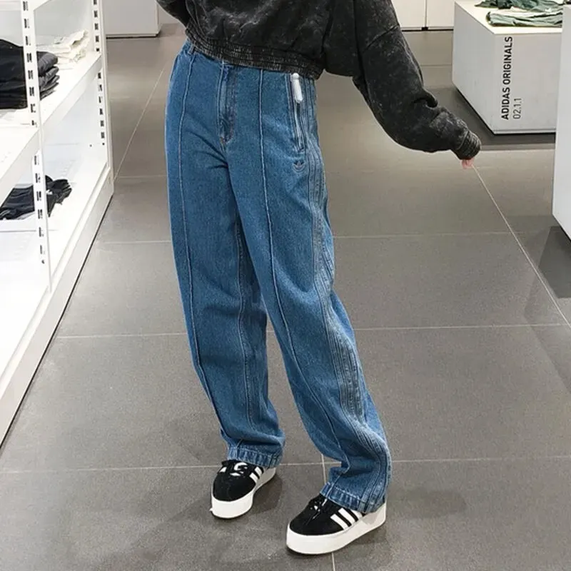 아디다스 에센셜 스트레이트 레그 여성 데님 팬츠 청바지 IW5758 | 크로켓