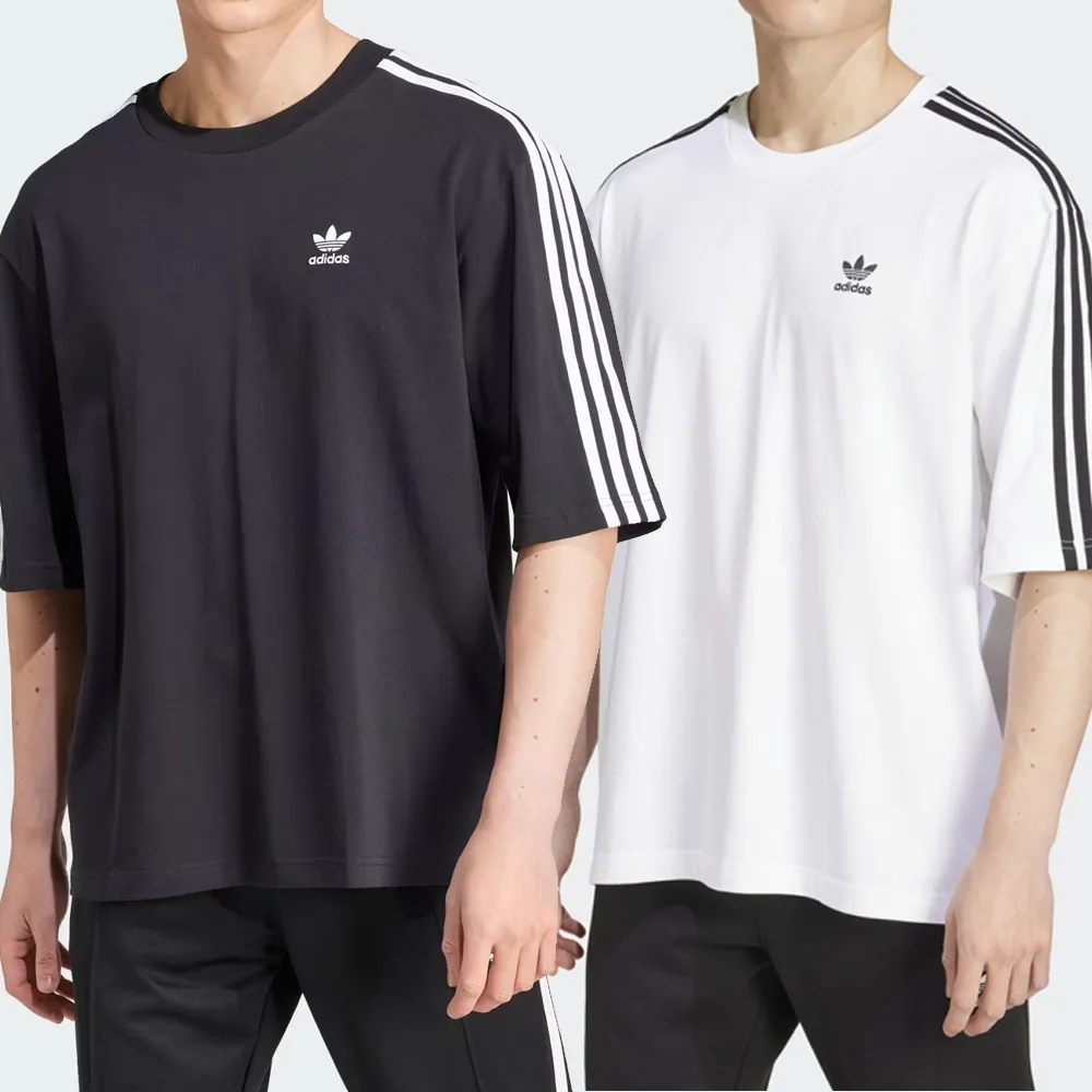 아디다스 아디컬러 오버핏 3선 반팔 티셔츠 블랙 화이트 IZ1832 IZ2474 | 크로켓
