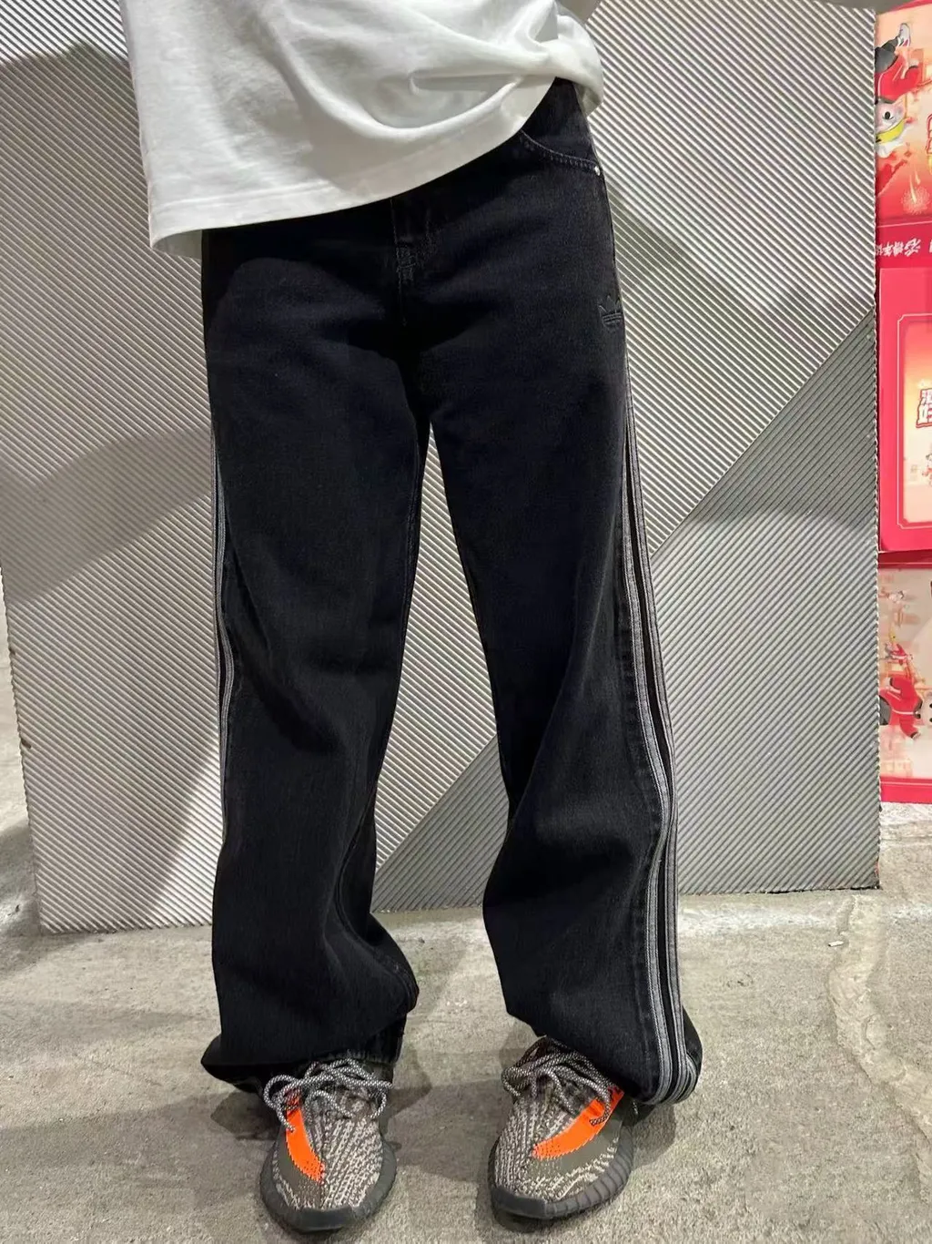 아디다스 오리지널 파이어버드 와이드 데님 흑청 청바지 팬츠 JC6718 | 크로켓