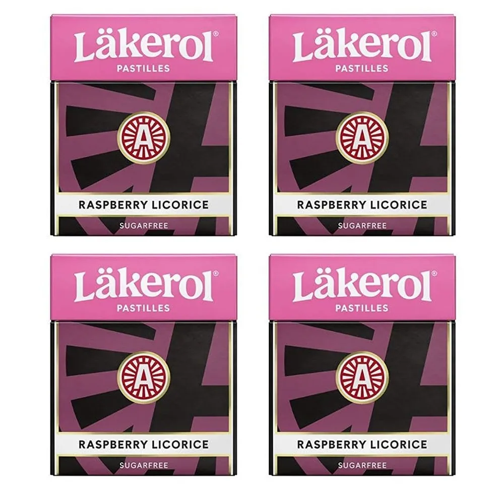 Cloetta 라케롤 캔디 25g 4팩 라즈베리 Cloetta Lakerol Raspberry Pastilles 4 Box of ...