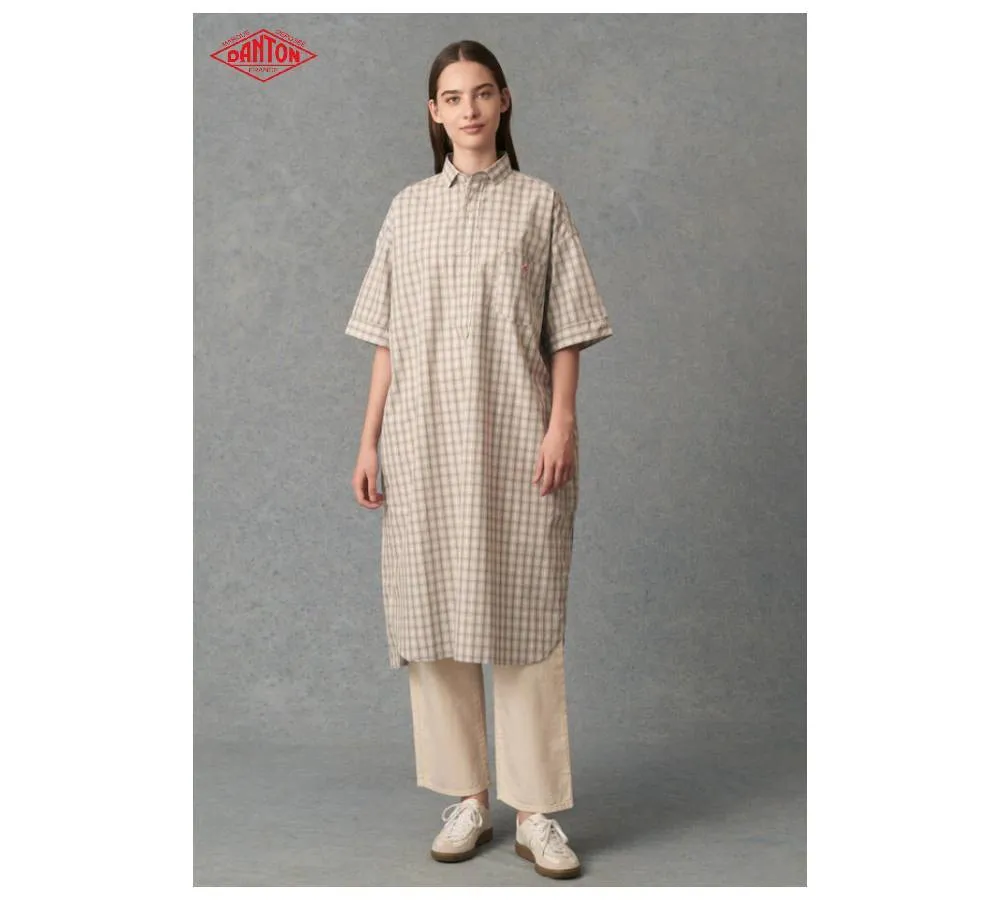 DANTON 단톤 코튼 포플린 풀오버 셔츠 드레스 플레이드 깅엄 4컬러 JD-3655 CPP | 크로켓