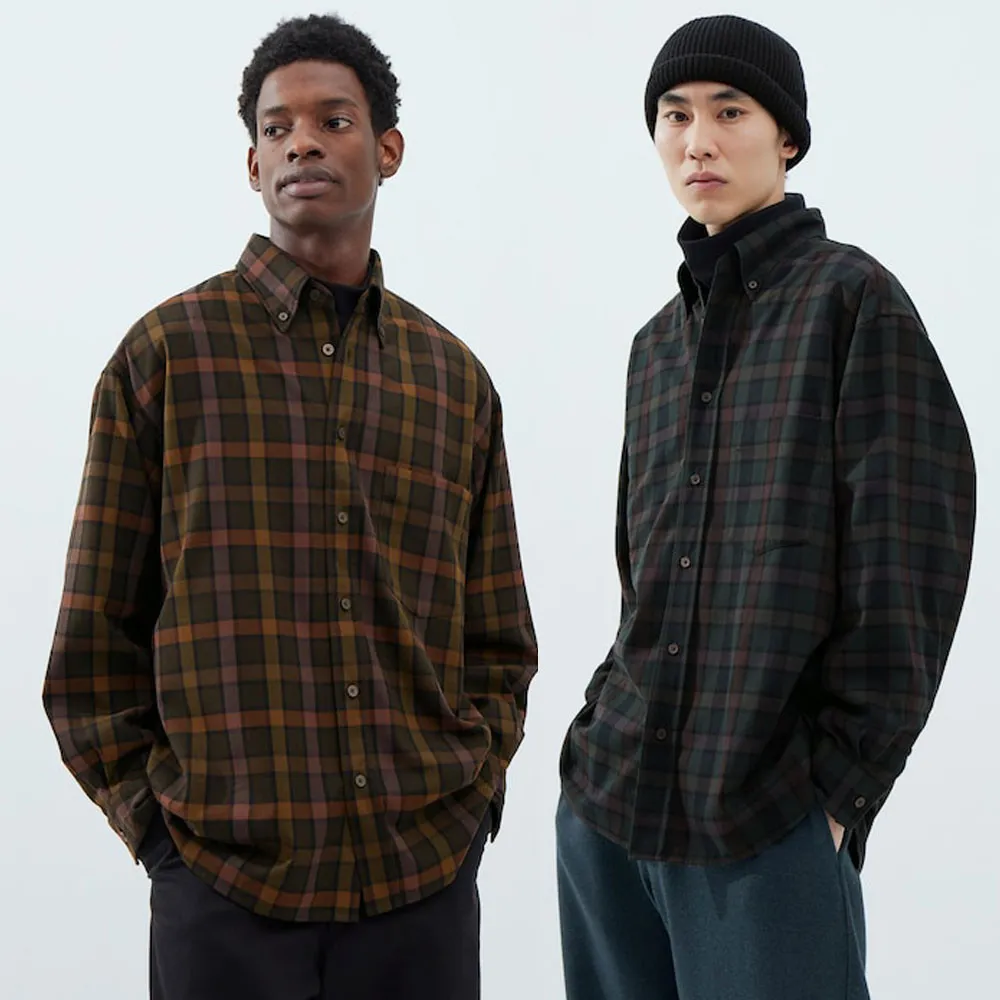 유니클로 U 23FW 남성 트윌 오버사이즈 체크 셔츠 2색상 | 크로켓