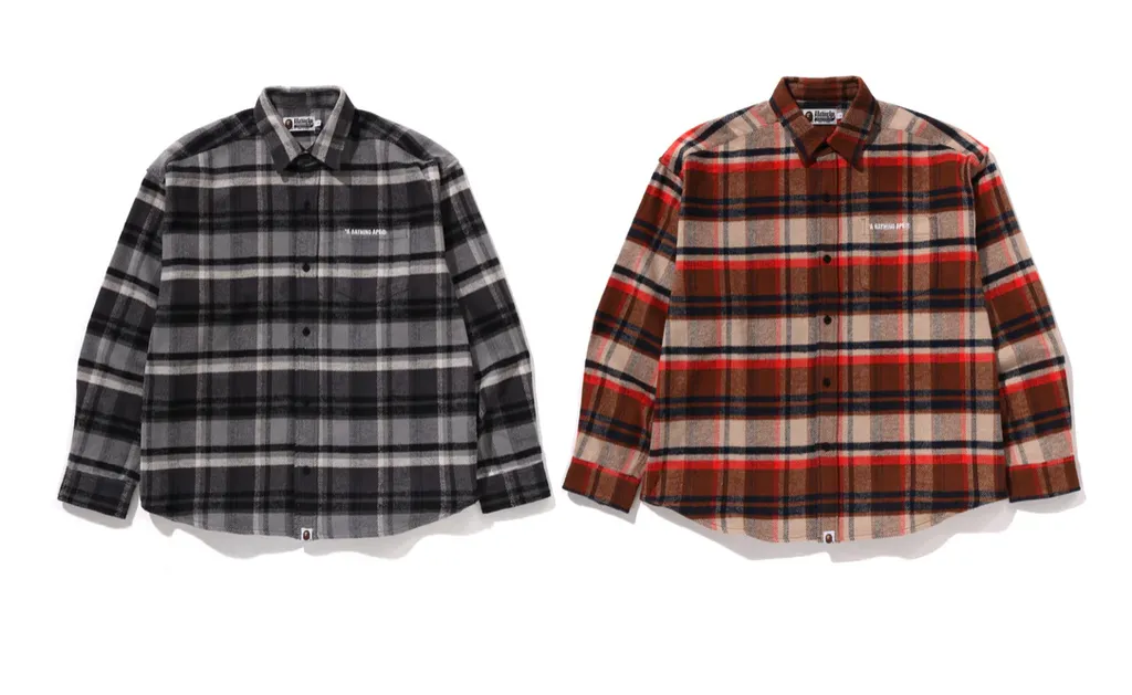 베이프 에이프 베이프 체크 플라넬 셔츠 A BATHING APE BAPE CHECK FLANNEL SHIRT | 크로켓