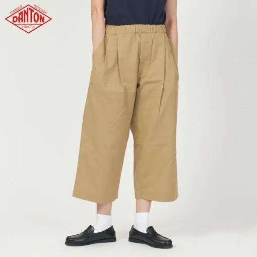 단톤 이지 크롭 팬츠 여자 캐주얼 밴딩 와이드 슬랙스 7부 아메카지 워크 치노 바지 DT-E0168 | 상품 상세 | 크로켓
