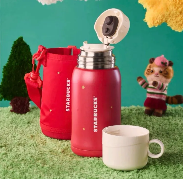 스타벅스 중국 2024 크리스마스MD 듀얼뚜껑 써모스 보온병 550ml [스벅 MD PICK] | 크로켓