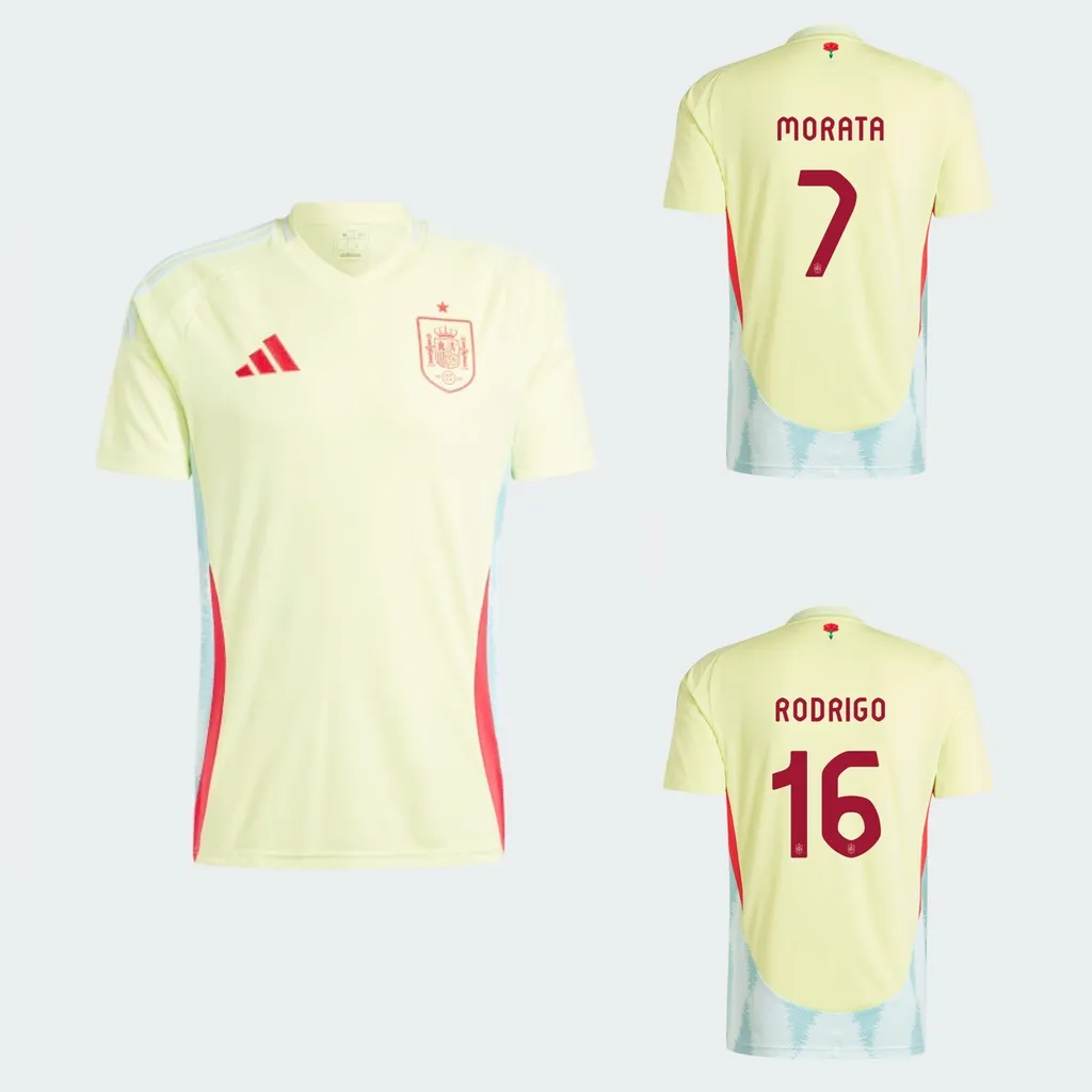 [선수마킹] 아디다스 스페인 국가대표 24 어웨이 저지 축구 유니폼 옐로우 민트 로드리 IS9033 | 상품 상세 | 크로켓