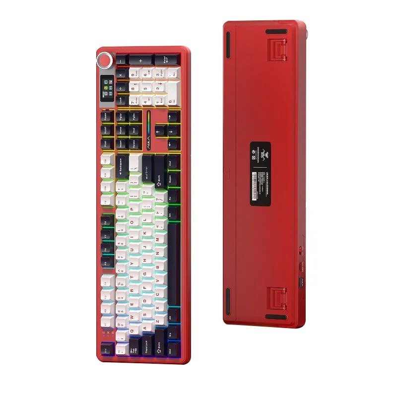 Aula 독거미 F108 pro 유무선 기계식 키보드 풀배열 핫스왑 블루투스 8000mAh 2.4G RGB 스크린 노브 | 상품 ...