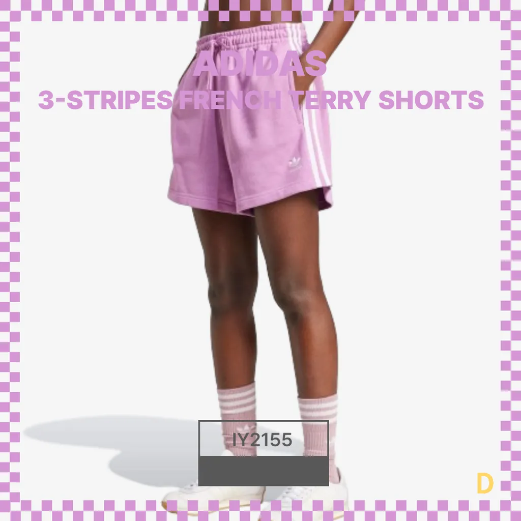 아디다스 3-스트라이프 프렌치 퍼플 여성 테리 쇼츠 팬츠 IY2155 | 크로켓