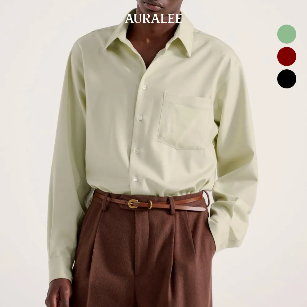 23FW AURALEE 오라리 SUPER LIGHT WOOL SHIRT 남성용 | 크로켓