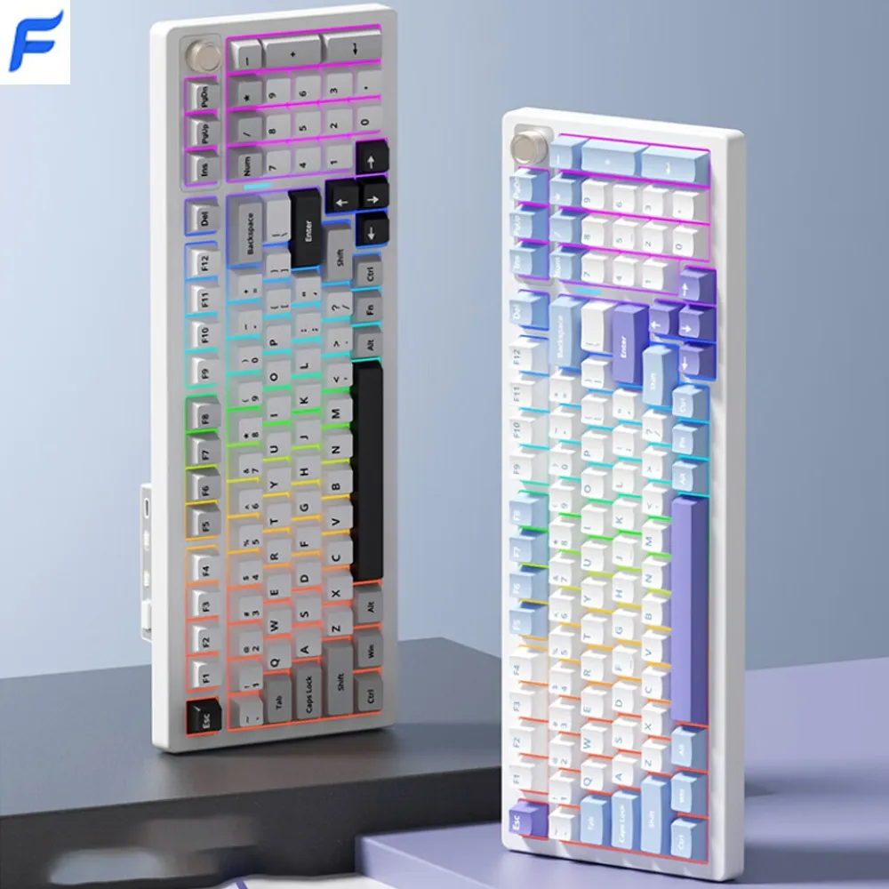 [코코넛라떼축+PBT]풍릉도 FENGLINGDU F98 무선 기계식 게이밍 키보드 3모드 GASKET RGB HIFI 98%배열 4000mAh | 크로켓