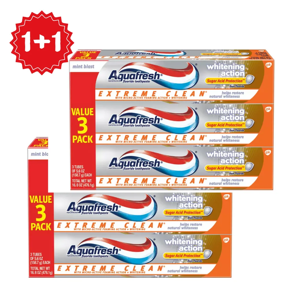 아쿠아후레쉬 화이트닝 치약 Aquafresh Whitening Toothpaste Mint Blast 5.6oz X 3개 X 2 ...