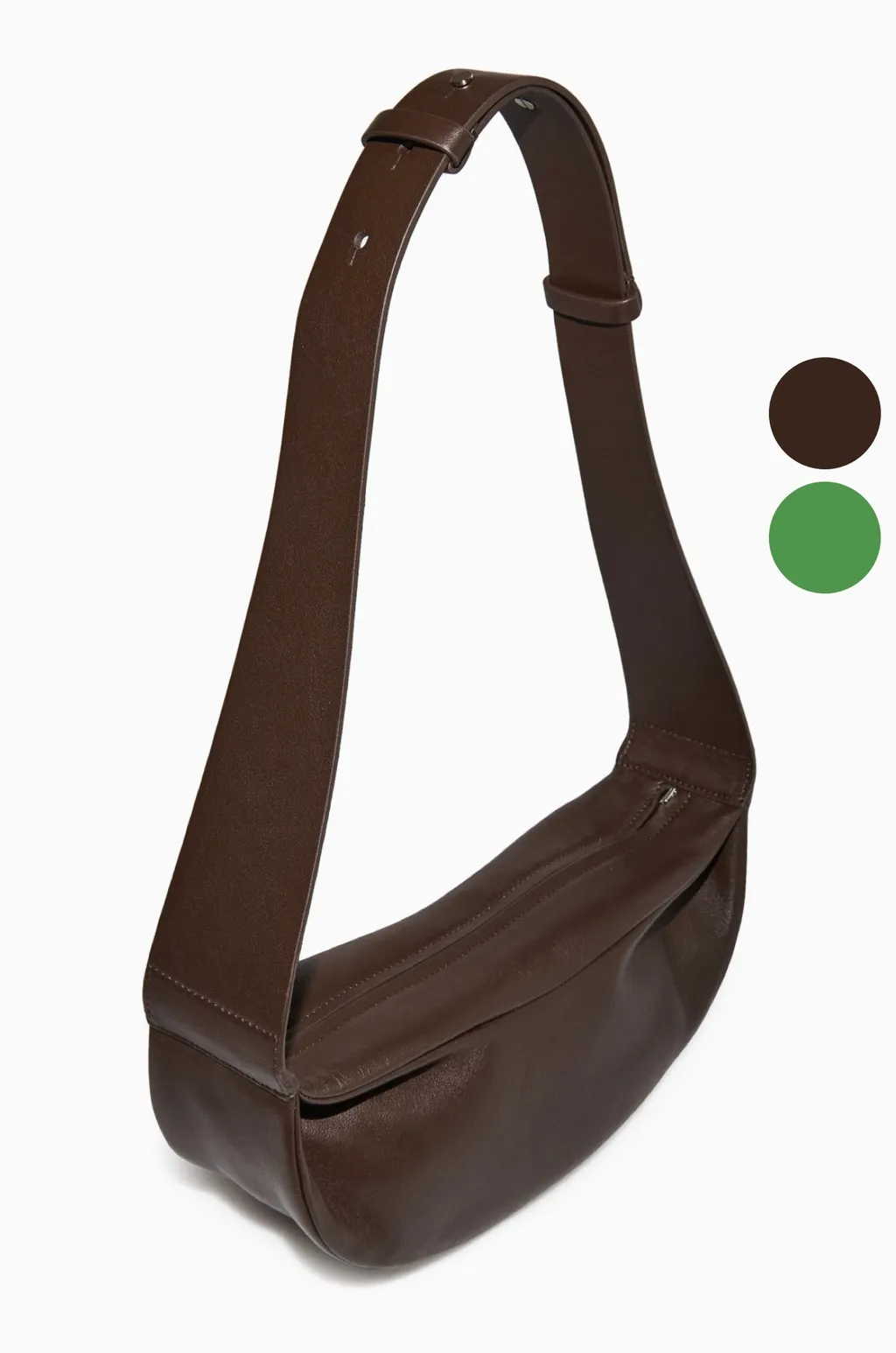 COS 코스 레더 크로스백 다크 브라운 그린 0969585024 | Croket