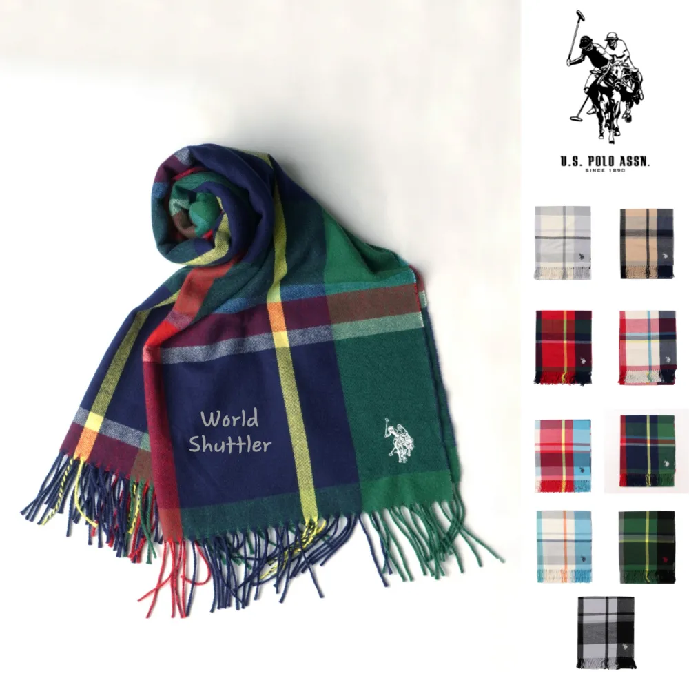 24FW U.S. POLO ASSN 폴로 아센 체크목도리 로고 자수 커플머플러 | 크로켓