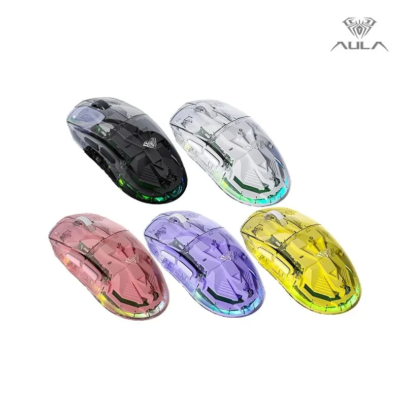 AULA 독거미 SC660 투명 무선 마우스 500mAh 3가지모드 2.4G/블루투스/유선 | 크로켓