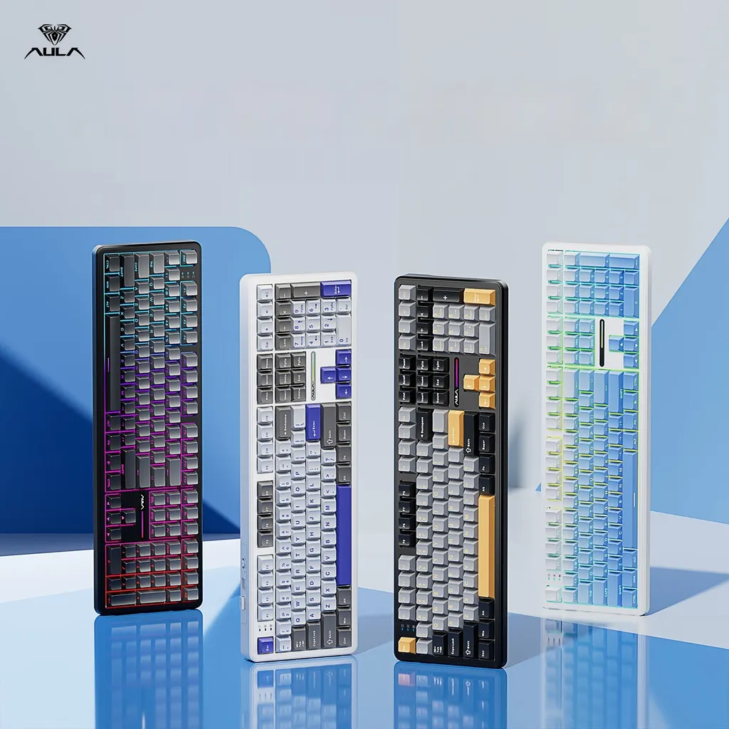 [측면각인]독거미 AULA F108 무선 기계식 게이밍 키보드 3모드 Gasket구조 RGB램프 108키 시즌신상 | 크로켓