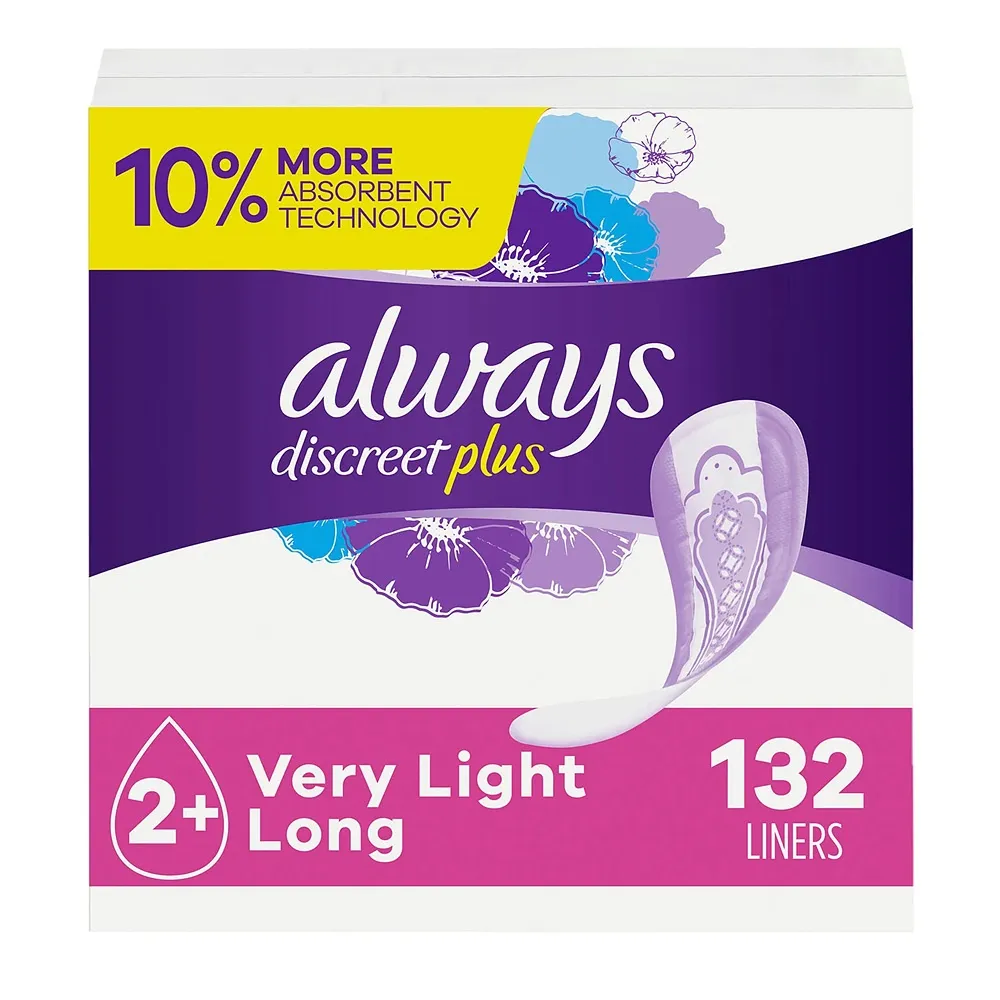 올웨이즈 디시크릿 플러스 라이너 132개입 1팩 베리 라이트 롱 Always Discreet plus Incontinence ...