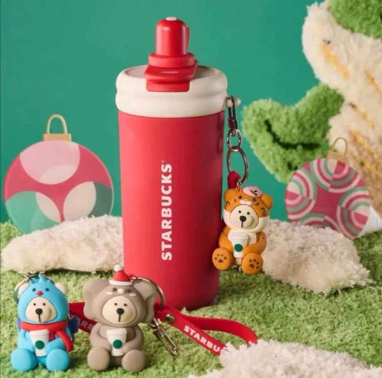 스타벅스 중국 2024 크리스마스MD 동물 베어리 키링 빨대텀블러 550ml(파랑새) | 크로켓