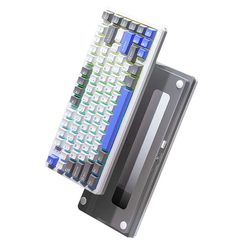 AULA 독거미 Fire75 알루미늄 기계식 키보드 3모드 블루투스 무선 유선 8000mAh 퍼플축V2 화이트블루 | 크로켓