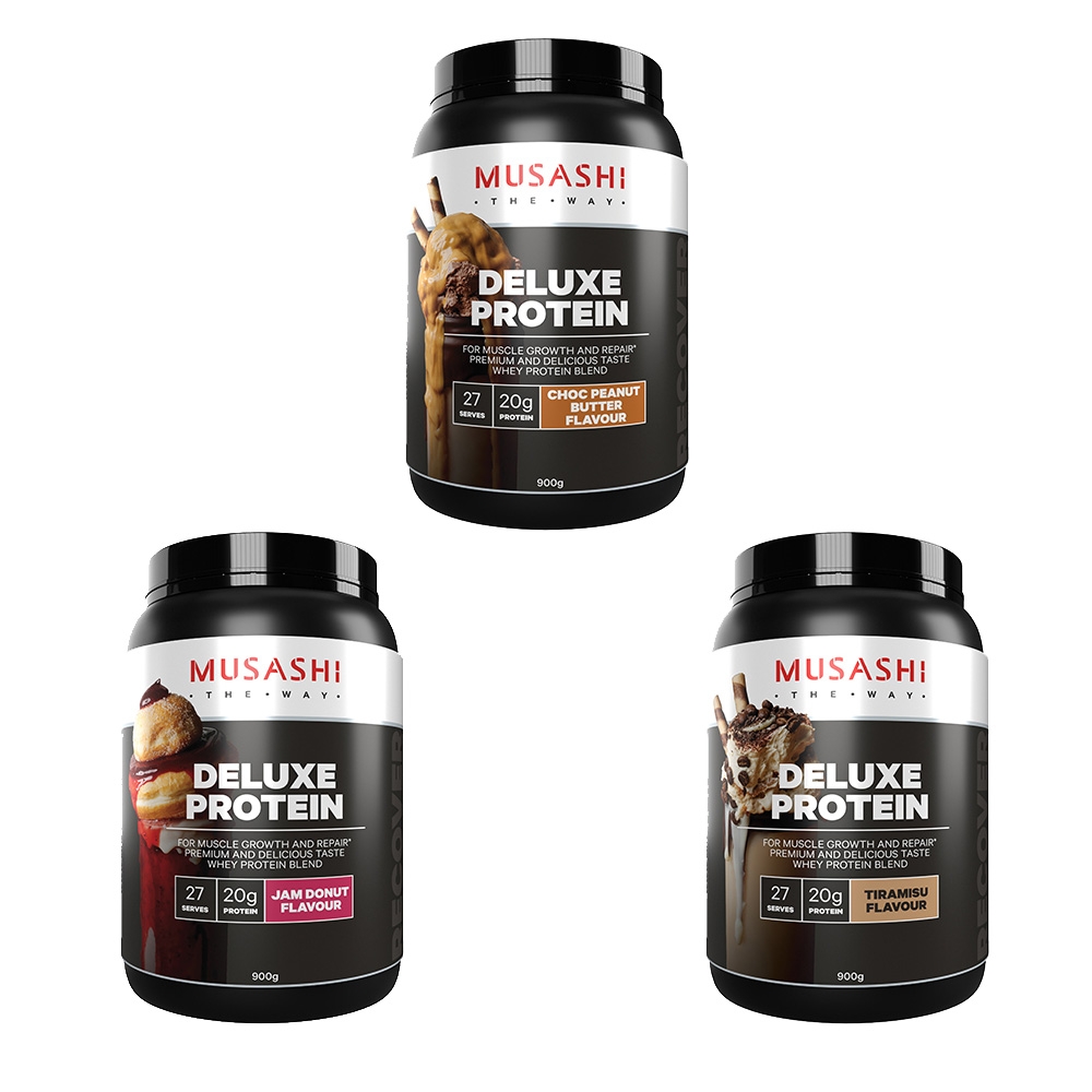 호주 무사시 MUSASHI 디럭스 프로틴 Deluxe Protein 유청 단백질 쉐이크 900g 3종 | 크로켓