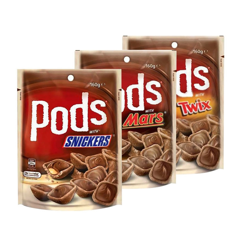 호주 초콜렛 과자 포즈 팟즈 Pods 마스 스니커즈 트윅스 160g / 280g Pods Mars Snickers Twix_0 ...