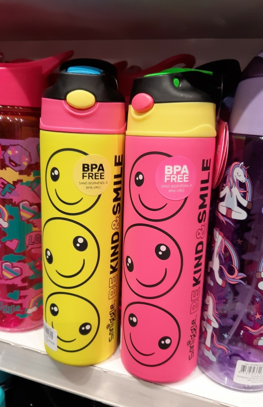 Smiggle 스미글 Be Kind & Smile 스테인레스 스틸 플립 물병 | 크로켓